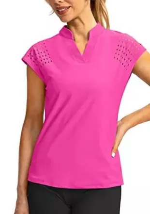 Soothfeel - Women's Golf Shirt Cap Sleeve V Neck Polo Shirts ...