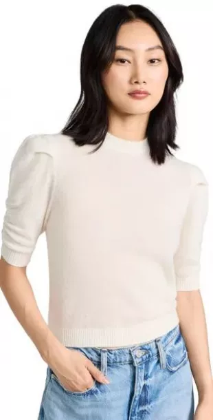 Frame - Ruched Sleeve Cashmere Sweater