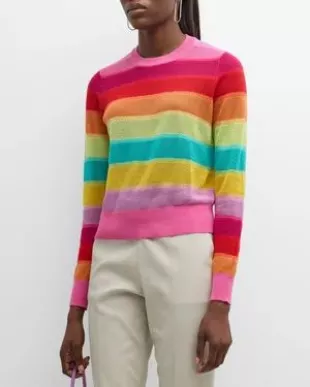 Autumn Cashmere - Crew of Many Colors Striped Cotton Sweater