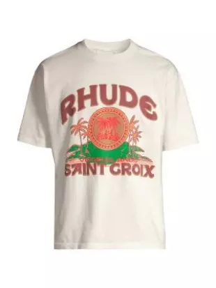 Rhude - White Palm Tree Saint Croix T Shirt