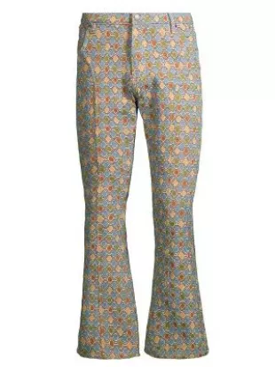 honor the gift - Multicolor Retro Diamond Print Flared Pants