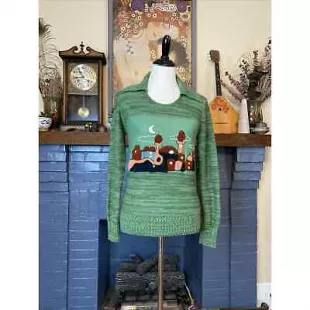 vintage - Glamour Knit 70s Shag Embroidered Sweater