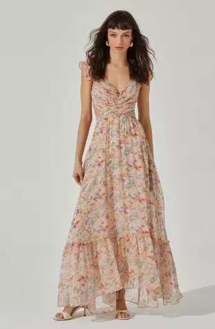 ASTR - Primrose floral strappy back maxi dress (Peach multi floral)