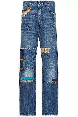 Marni - Blue Mohair Patch Carpenter Jeans