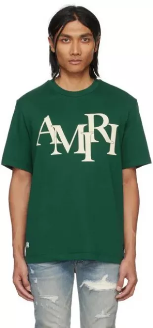 Amiri - Green Staggered T-Shir