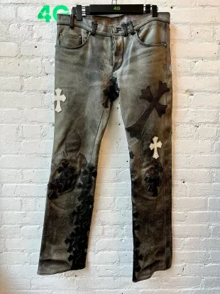 Chrome Hearts - Leather Cross Jeans Holy Grail