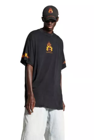 Balenciaga - Men's Burning Unity T-Shirt Oversized In Black