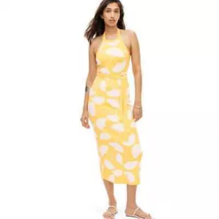 DVF for Target - Halter Tie Neck Ginkgo Yellow Sweaterknit Midi Dress