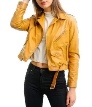 The leatheromatic - Yellow Motorcycle Biker Cross Zip Leather Jacket ...