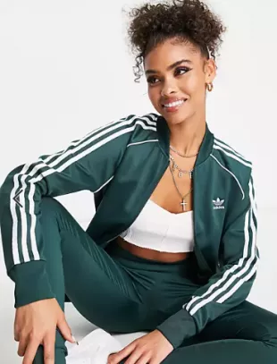 adidas Originals - Adicolor Three Stripe Track Top in Dark Green