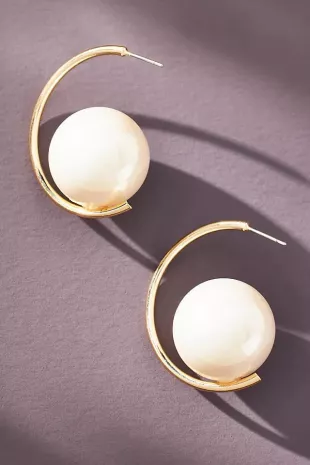 Anthropologie - XL Pearl Hoop Earrings