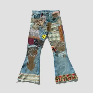 kapital - 14oz Denim Crazy Botanical Rat-Flare Jeans
