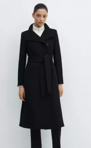 Mango - Belted Manteco Wool Coat
