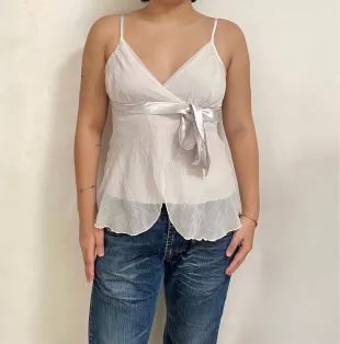 white mesh tainty sleeveless top