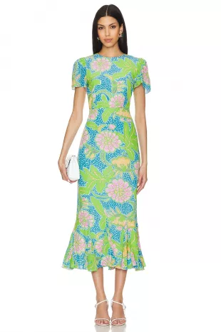 rhode - Lulani Dress in Blue Psychedelic Flower