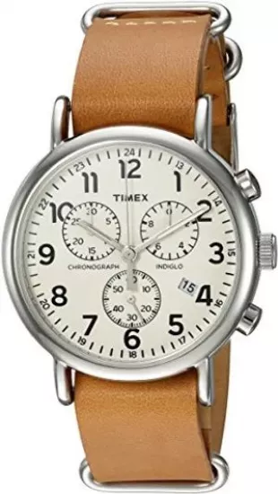 Timex - Timex Unisex TWC063500 Weekender Chrono Cream/Tan Double ...