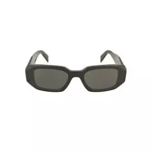 Prada - PR 17WS 1AB5S0 Black Plastic Rectangle Sunglasses Grey Lens