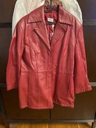 oltre - Red Genuine Leather Woman Jacket