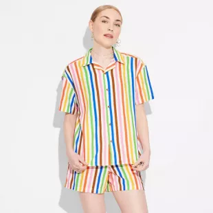 target - Pride Adult Short Sleeve Button-Down Shirt