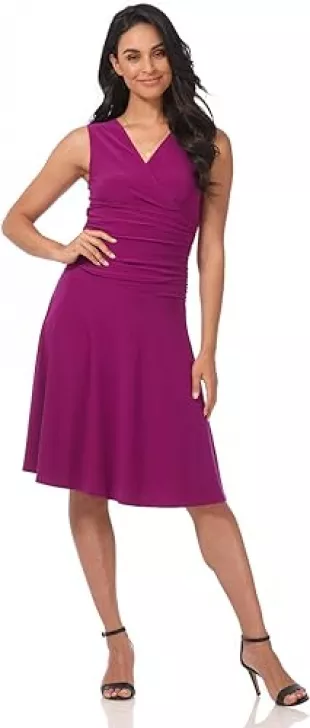 rekucci - Slimming Sleeveless Fit-and-Flare Tummy Control Dress