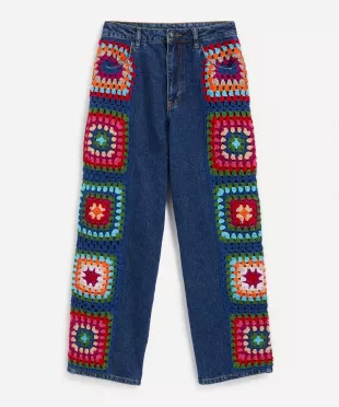 FARM Rio - Crochet Squares Denim Jeans
