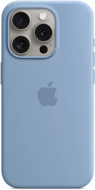 Apple - iPhone 15 Pro Silicone Case With MagSafe Winter Blue