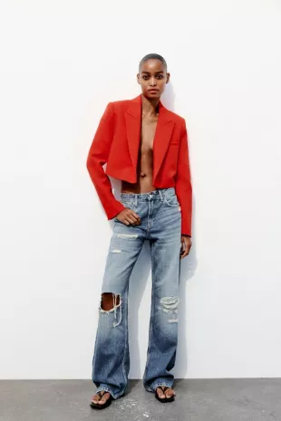 Zara - Cropped Blazer - Red