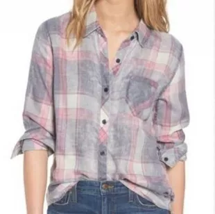 Rails - Hunter Button Down Up Plaid Shirt Storm Pink