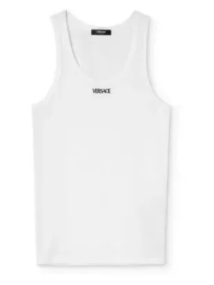 Versace - Logo Embroidered Ribbed Tank Top
