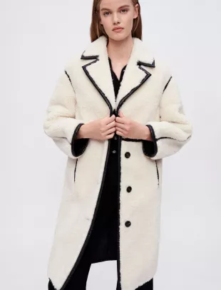 Maje - faux Sheepskin With Vinyl Coat
