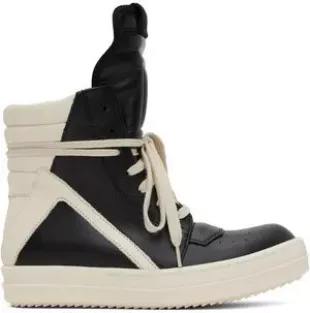 Rick Owens - Black & White High Top Geobasket Sneakers