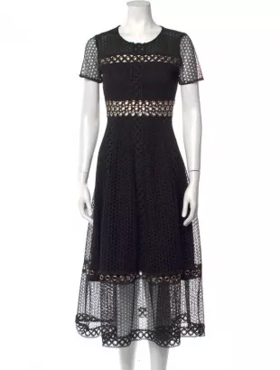 Maje - Lace Pattern Midi Length Dress