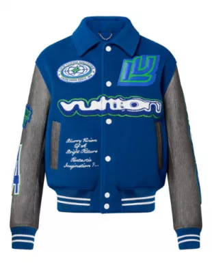 Louis Vuitton - Blue & Grey LV Bouclette Varsity Jacket