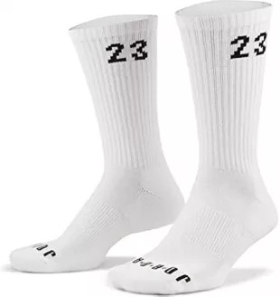 jordan - Mens 6PK Essential Cushioned Crew Jordan 23 Socks White/Black