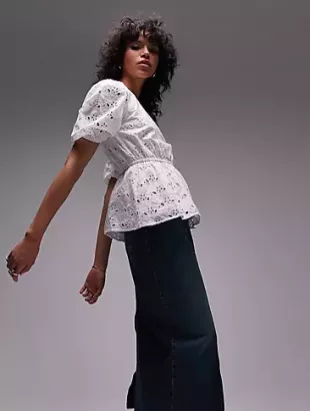 Topshop - Eyelet Blouse in Ivory
