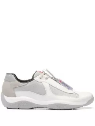 Prada - Patent White & Grey Americas Cup Original Sneakers
