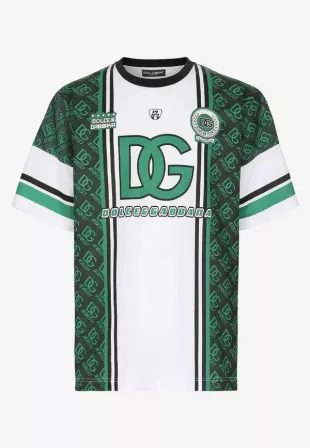 Dolce & Gabbana - White & Green DG Colorblock Soccer Jersey