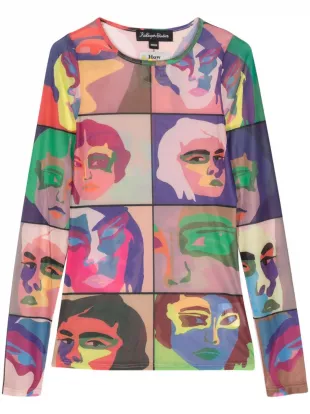 kidsuper - Multicolor Faces Mesh Long Sleeve T Shirt