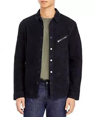 John Varvatos - Snap Suede Shirt Jacket