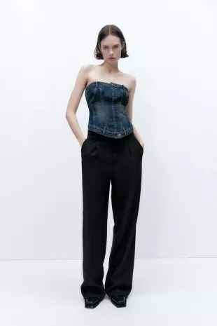 Zara - Corset Style Denim Top