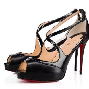 Christian Louboutin - Black Mira Bella Red Bottoms Criss Cross Heels