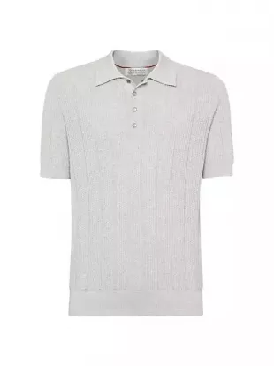 Brunello Cucinelli - Cotton Textured Rib Knit Polo Shirt