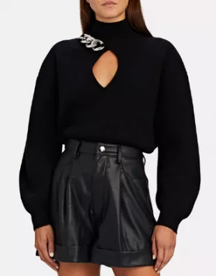 Alexander Wang - Cropped Chain-Detailed Cutout Wool-blend Turtleneck ...