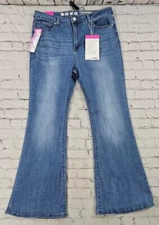 song - Jeans Lace Up Back Fit and Flare Stretch Denim Boho