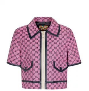 Gucci - Gg-Motif Short-Sleeved Jacket In Pink