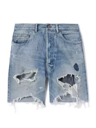 Saint Michael - Blue Denim Damage Shorts