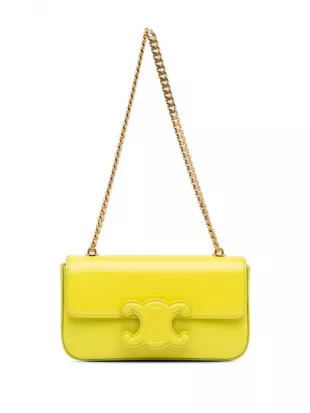 Celine - Yellow Celine Cuir Triomphe Chain Shoulder Bag