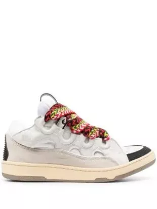 Lanvin - White & Multicolor-Lace 'Curb' Sneakers