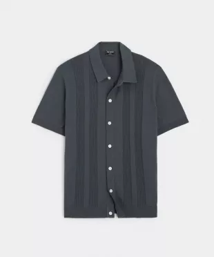 Todd Snyder - Silk Cotton Ribbed Full Placket Polo in Smoke