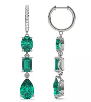 Charles & Colvard - Emerald Rio Three-Stone Drop Earrings
